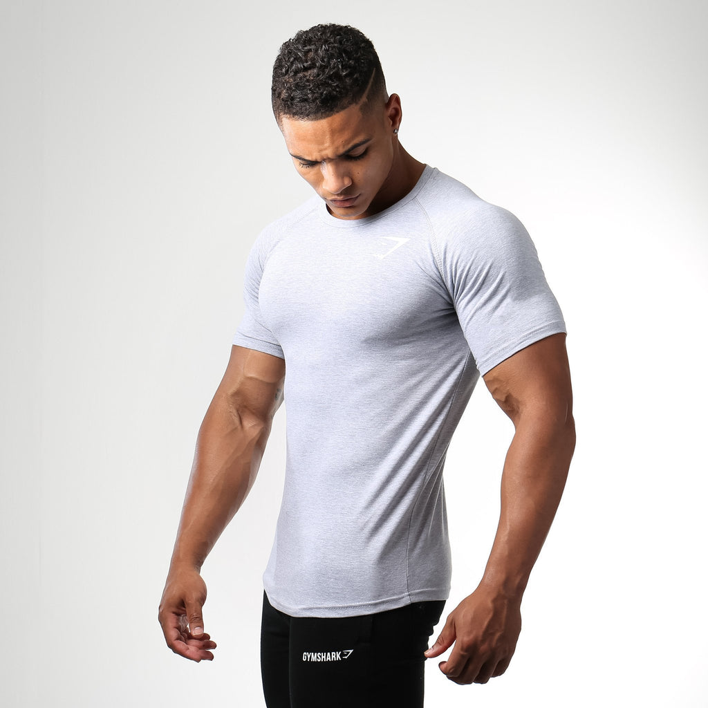 Gymshark Form Fitted T Shirt Light Grey Marl Gymshark